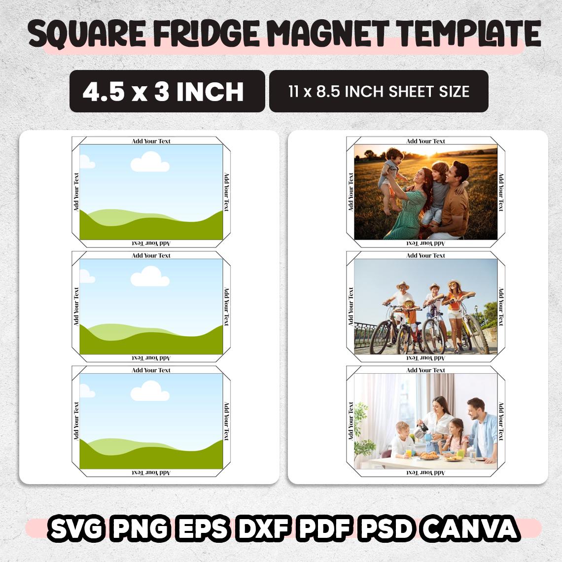 5 Sizes Square Magnet Template, 2x2 - 3 Inch Square Fridge Magnet ...
