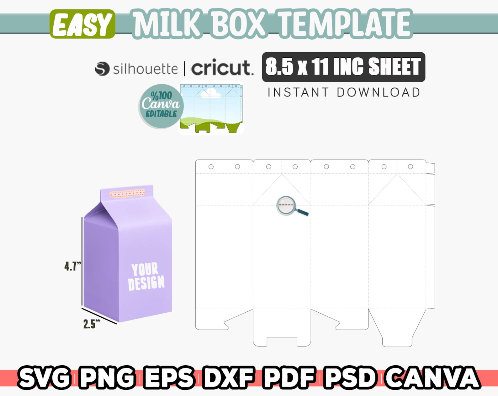 4 Milk Box Template Svg, Milk Carbon Template, Milk Favor Box Svg, Svg ...