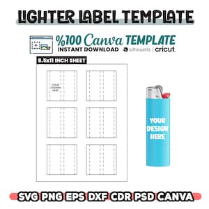 Easy Lighter Label Template Svg, Lighter Sublimation Template, Editable ...