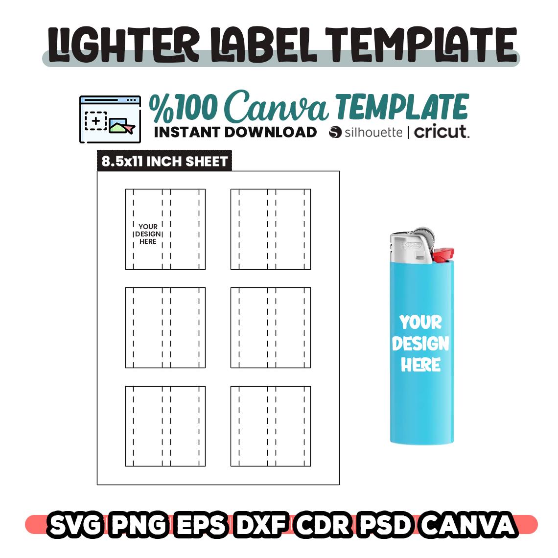 Easy Lighter Label Template Svg, Lighter Sublimation Template, Editable ...