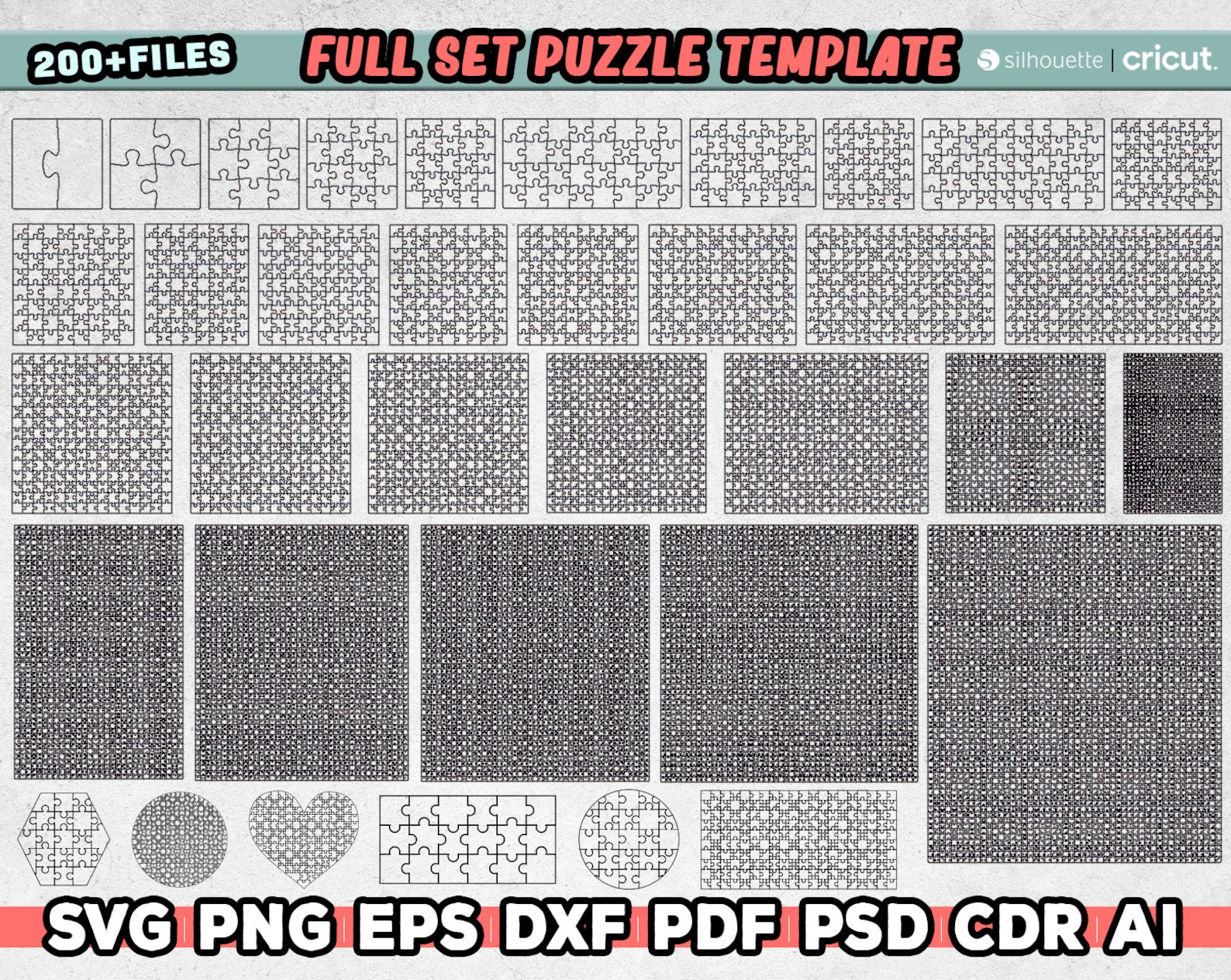 40 Puzzle Template Svg, Puzzle Svg, Jigsaw Svg for Cricut, Laser Cut ...