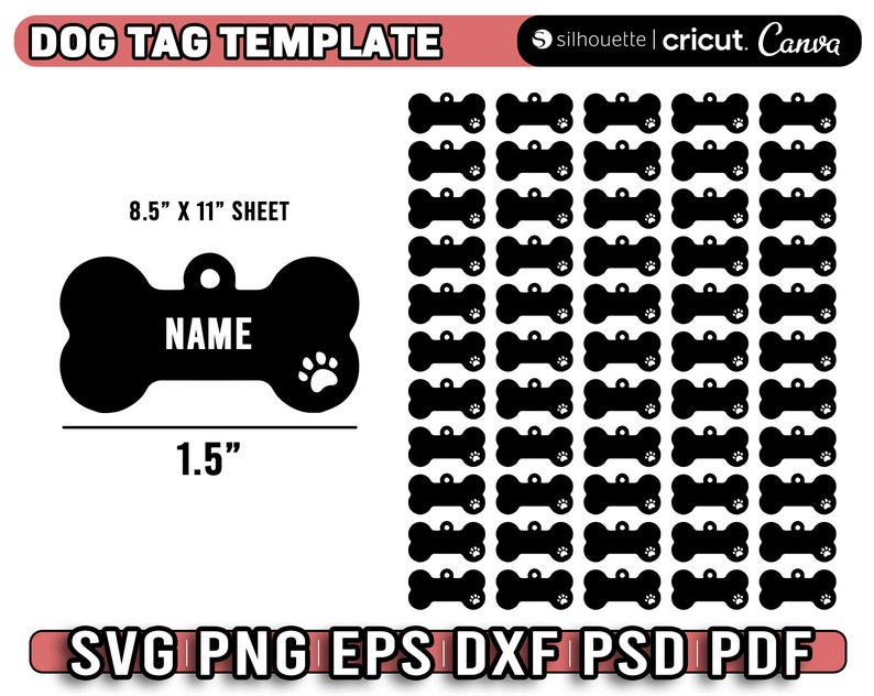 Dog Tag Svg, Dog Tags Svg Template, Dog Tag Vector, Xtool Files, Dog ...