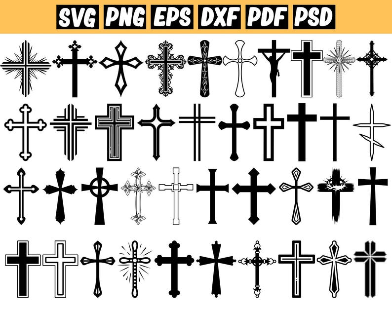 350+ Cross Svg Bundle, Christian Svg, Cross Laser Cut, Cross Vector ...
