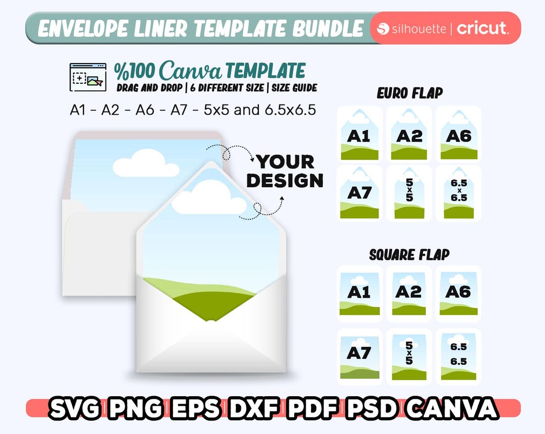 Envelope Liner Template Bundle, Drag and Drop Envelope Liner Canva ...