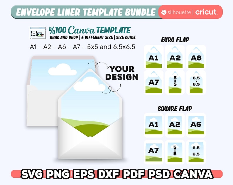 Envelope Liner Template Bundle, Drag and Drop Envelope Liner Canva ...