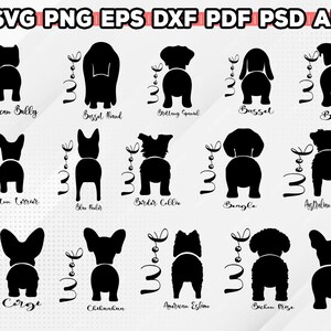 Dog Butt Svg Bundle, Dog Silhouette Svg, Dog Leash Holder, Laser Cut ...