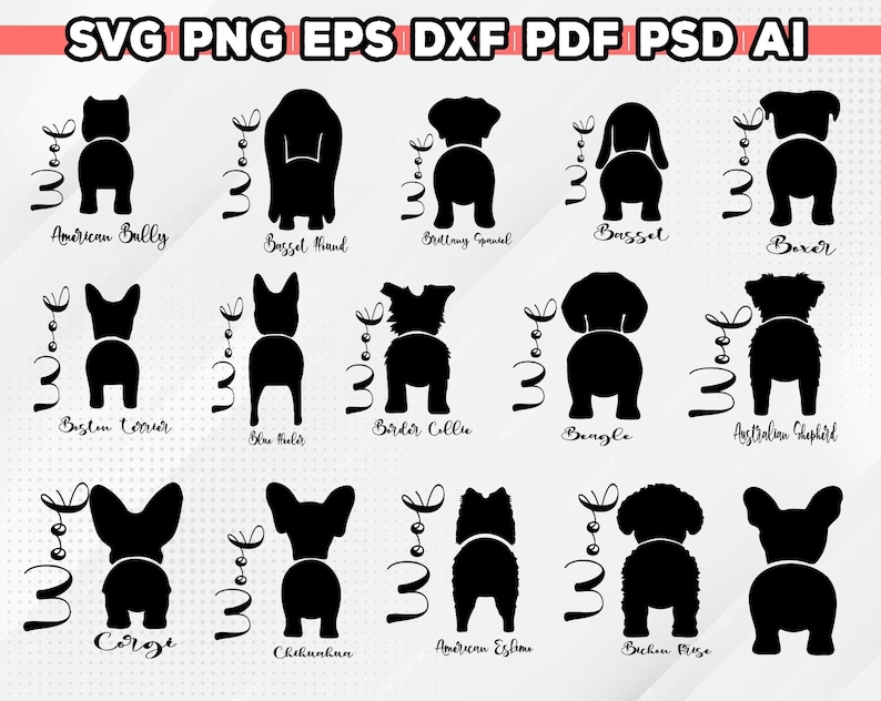 Dog Butt Svg Bundle, Dog Silhouette Svg, Dog Leash Holder, Laser Cut ...
