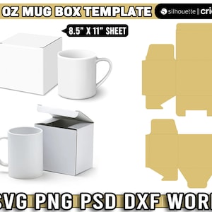 11oz Mug Box Template, Mux Box Svg, Cut Files, 11oz Mug Gift Box Svg ...