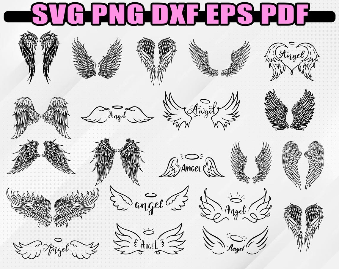 Angel Wings Svg Bundle, High Quality Wings Png, Wings Cut File for ...