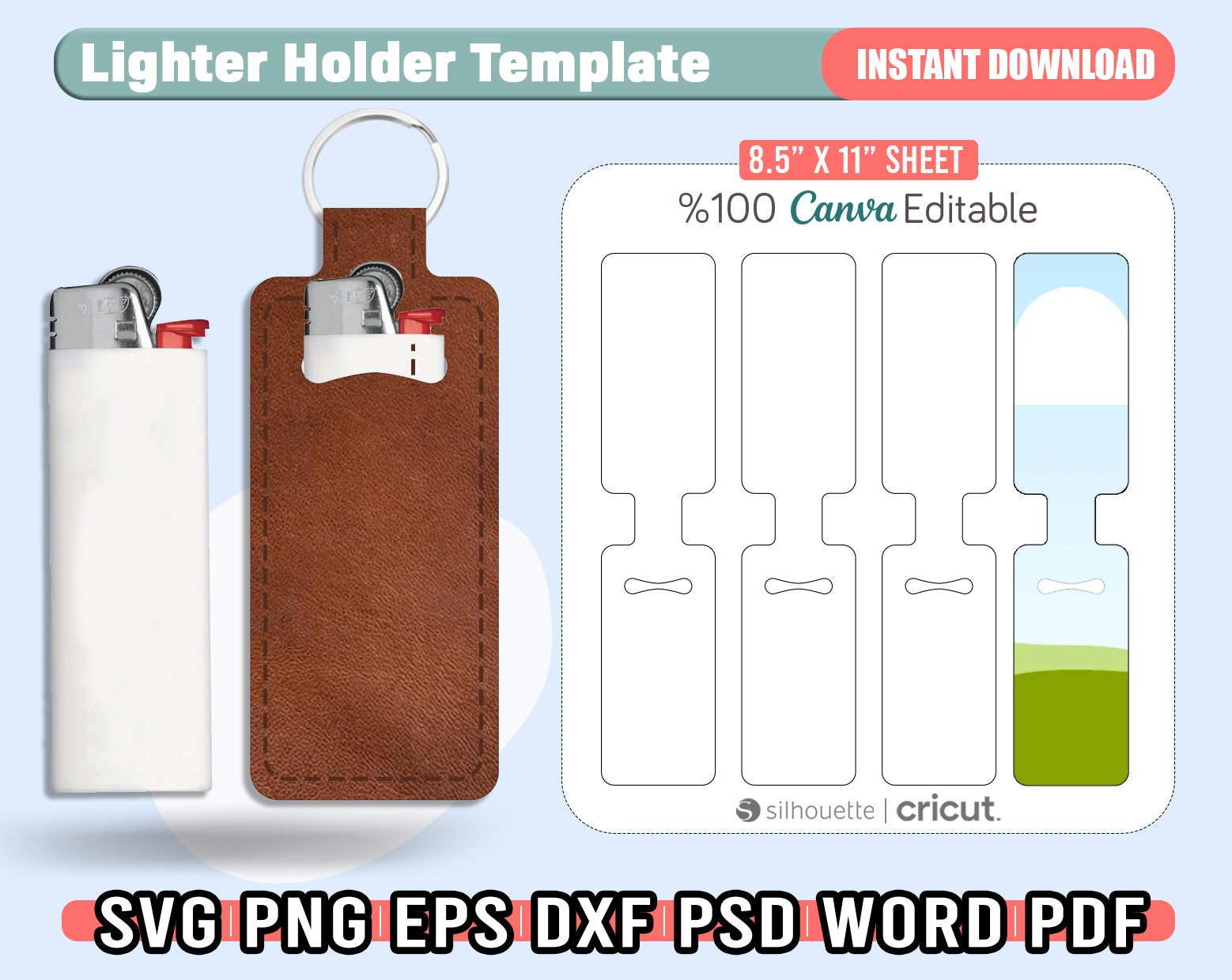 Lighter Holder Template Cut Files, Scalloped Lighter Holder Template ...