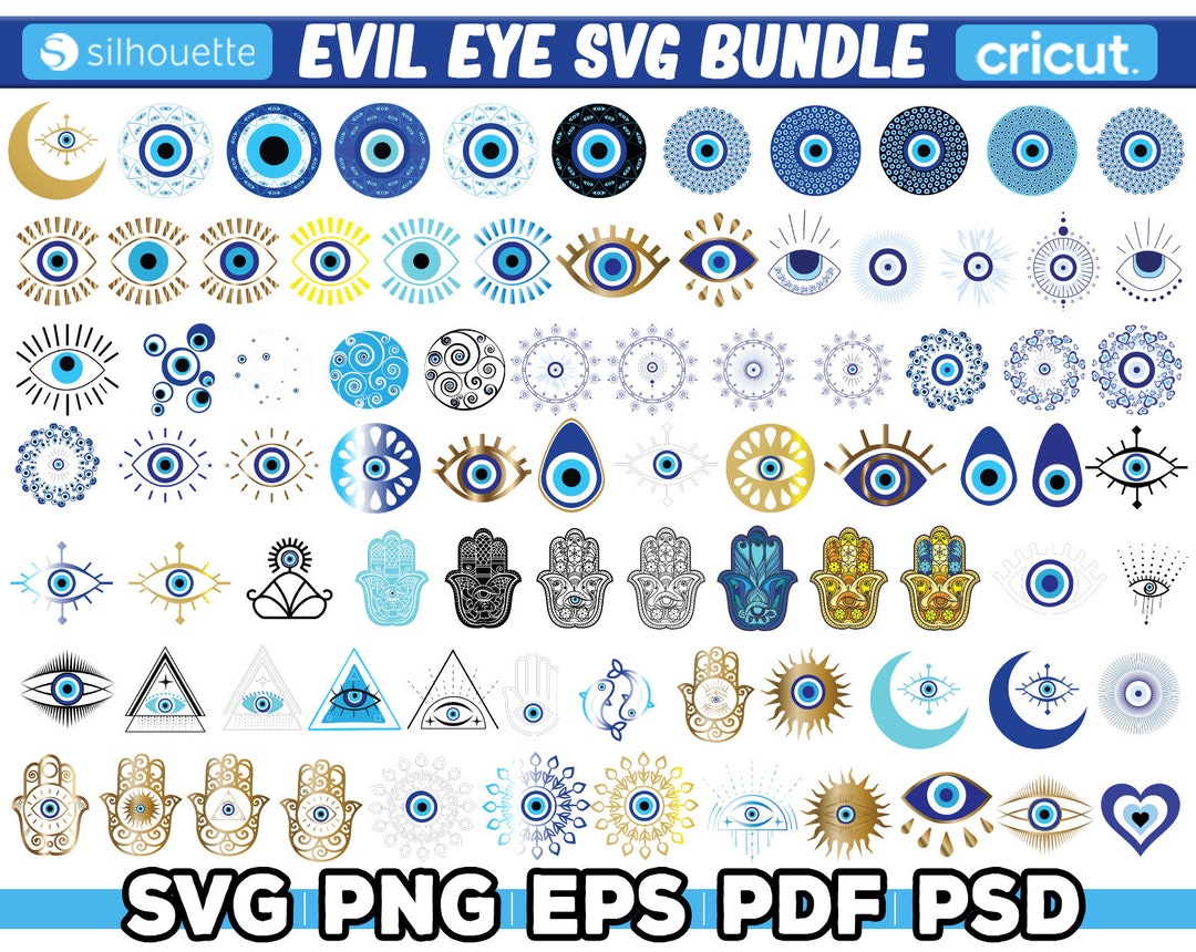 Evil Eye Svg Bundle, High Quality Evil Eye Png, Ojo Turco, Hamsa Svg, Evil Eye Clipart, Instant ...