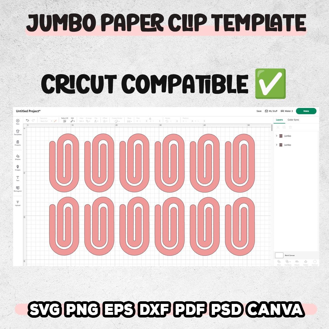 Jumbo Paper Clip Template, Jumbo Paper Clip File, Paperclip Bookmark ...