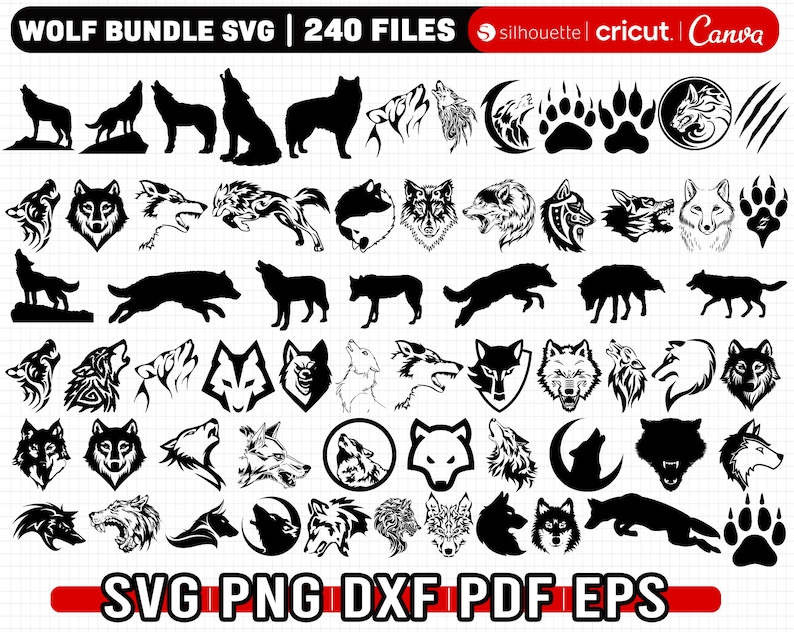 Wolf SVG Bundle Wolves Svg for Cricut Wolf PNG Howling Wolf - Etsy