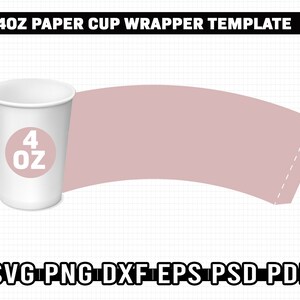 Paper Cup Wrapper Template Bundle, 5 Sizes Paper Cup Wrapper SVG, Paper ...
