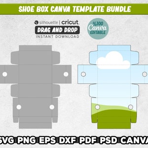 Shoe Box Template Canva, Shoe Box Svg for Cricut, Shoe Box Party Favor ...