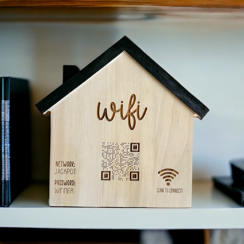 Wifi QR Code Wood Engraved House Great for Guest Wifi - Etsy