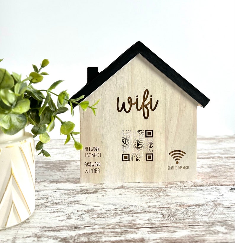 Wifi QR Code Wood Engraved House Great for Guest Wifi - Etsy