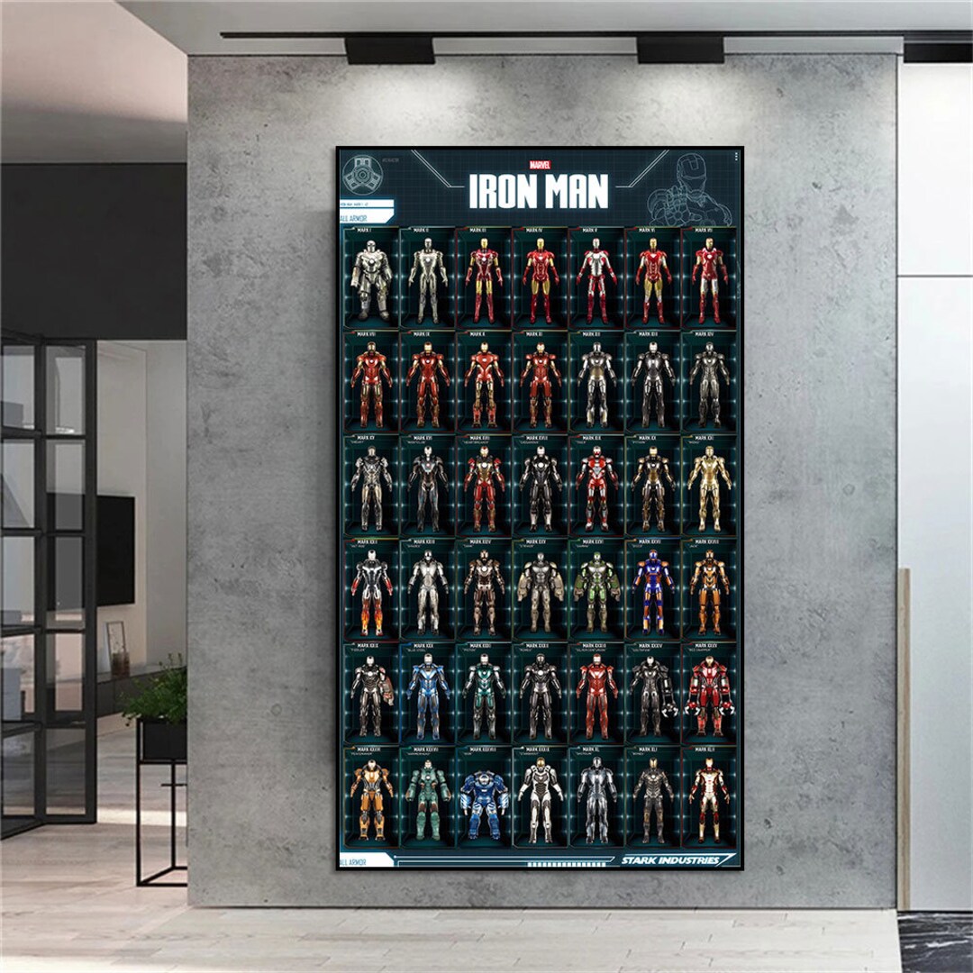 Disney Iron Man All Armor Suits Canvas Painting Poster Prints Cartoon ...