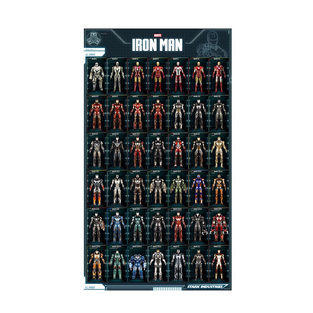Disney Iron Man All Armor Suits Canvas Painting Poster Prints Cartoon ...