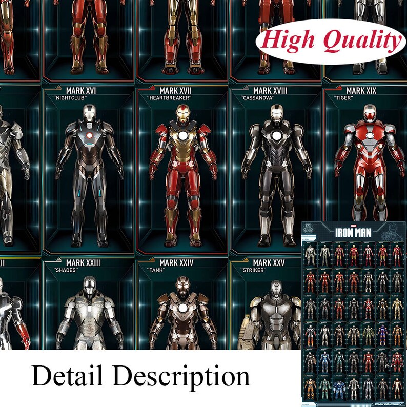 Disney Iron Man All Armor Suits Canvas Painting Poster Prints Cartoon ...