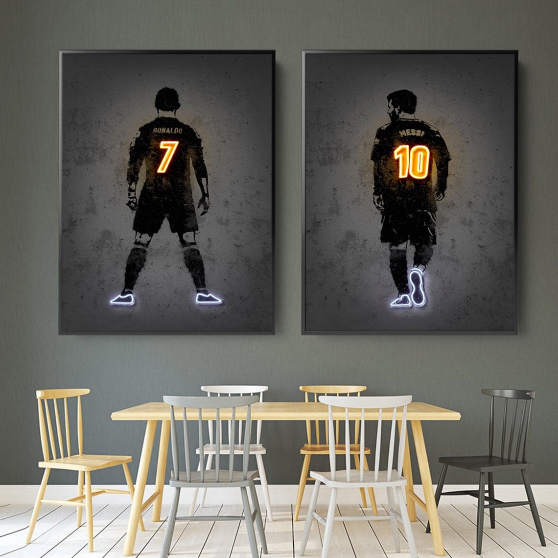 Modern Fashion Abstract Neon Football Art Posters Picture Living Room ...