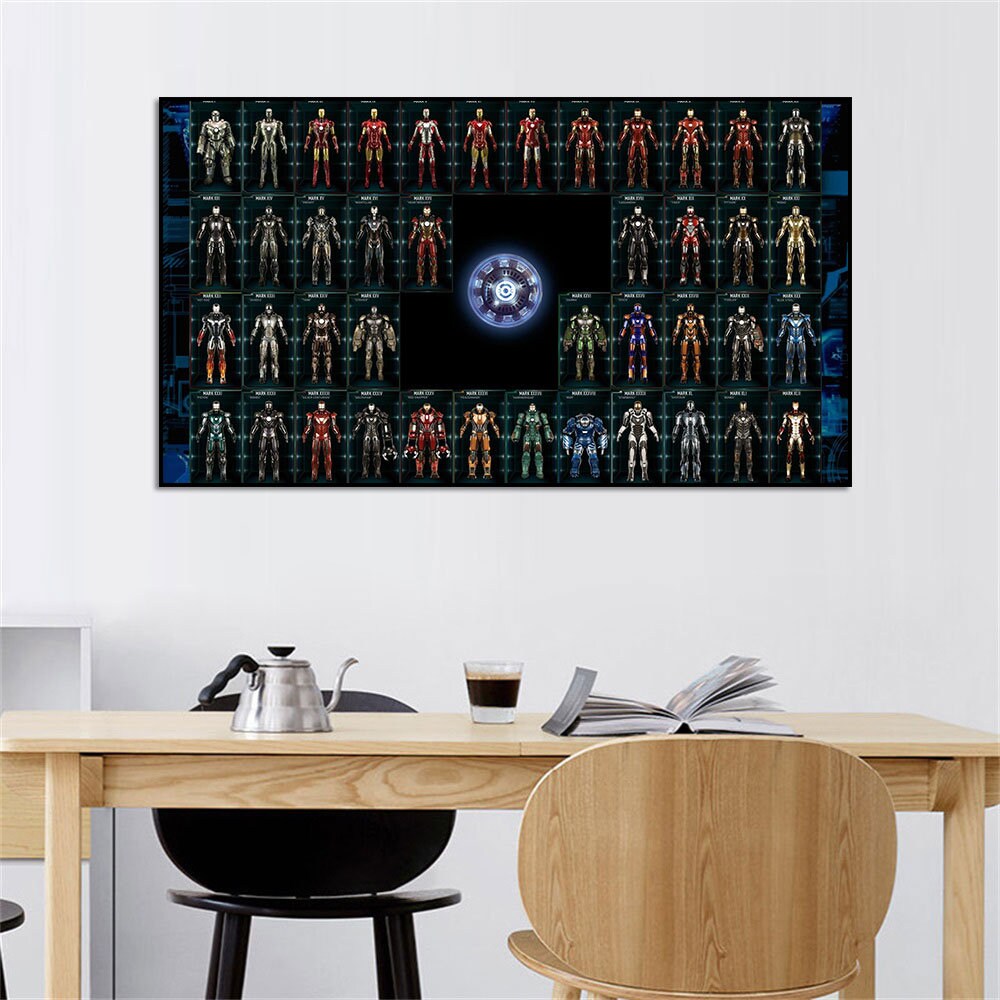Disney Iron Man All Armor Suits Canvas Painting Poster Prints Cartoon ...