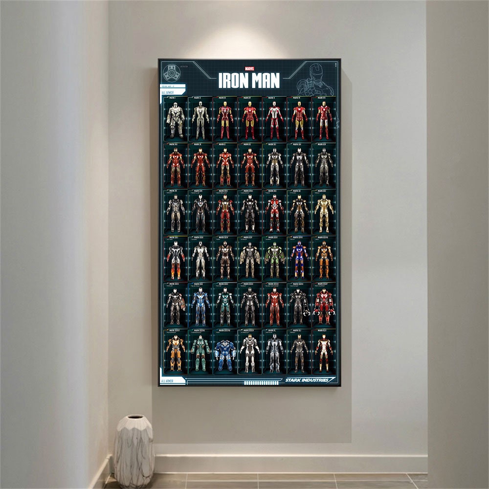 Disney Iron Man All Armor Suits Canvas Painting Poster Prints Cartoon ...