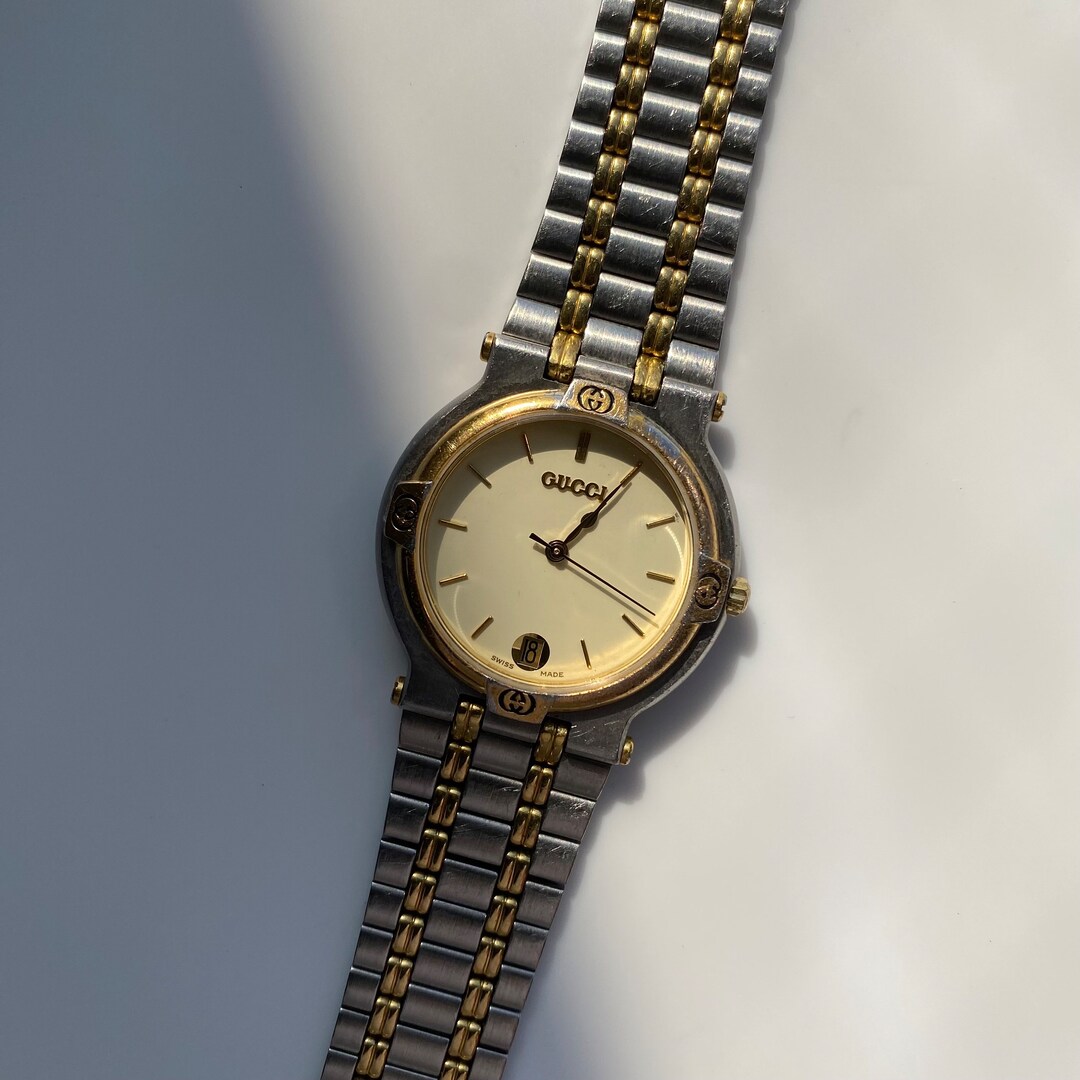 Gucci 90s Two Tone Round Watch - Etsy