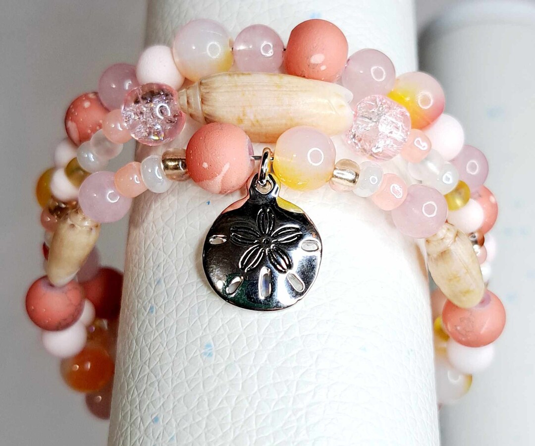 SEASHELL WRAP BRACELET Real Florida Olive Shell Sand Dollar Charm ...