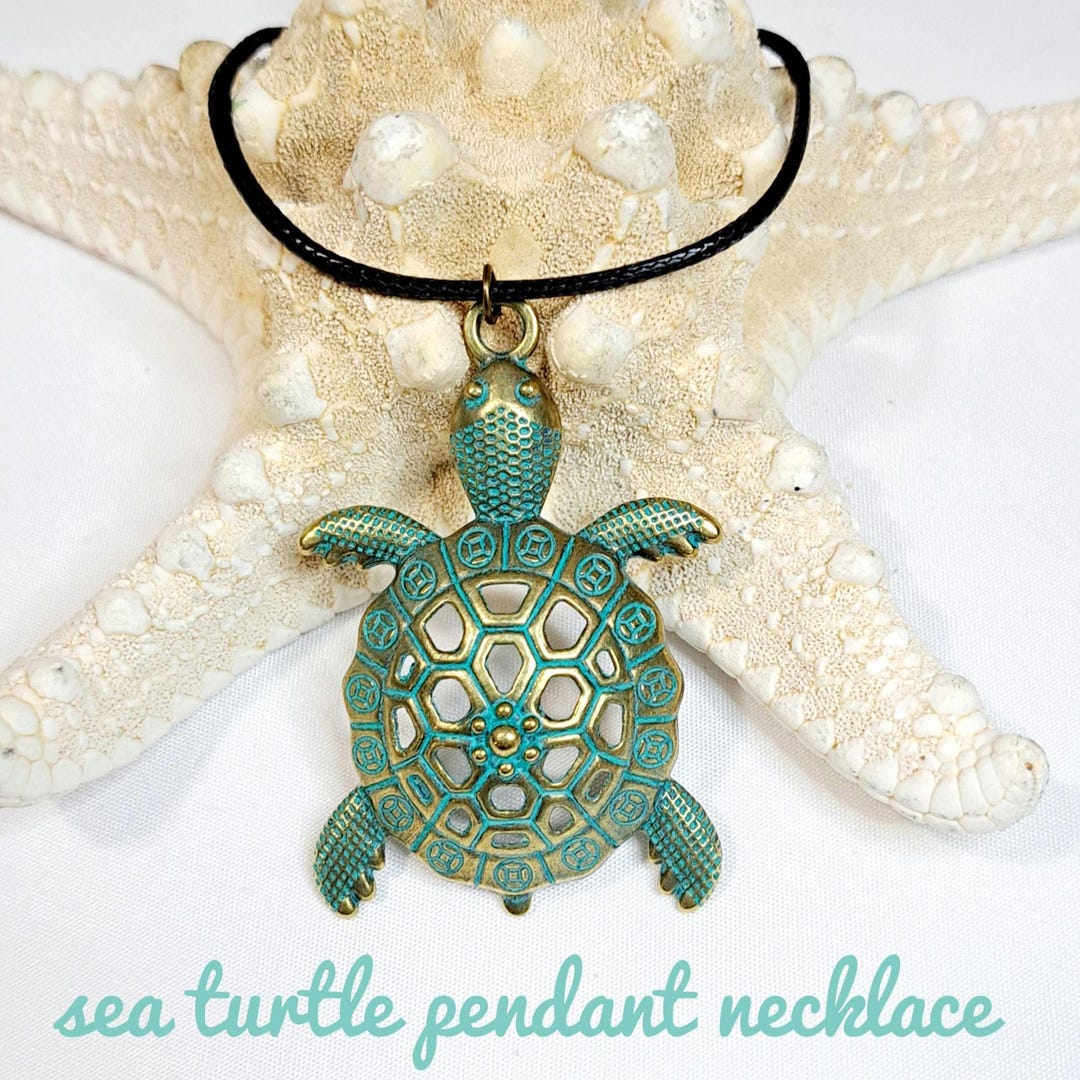 SEA TURTLE NECKLACE Black Cord Beachy Gift, Beach Necklace, Beach ...
