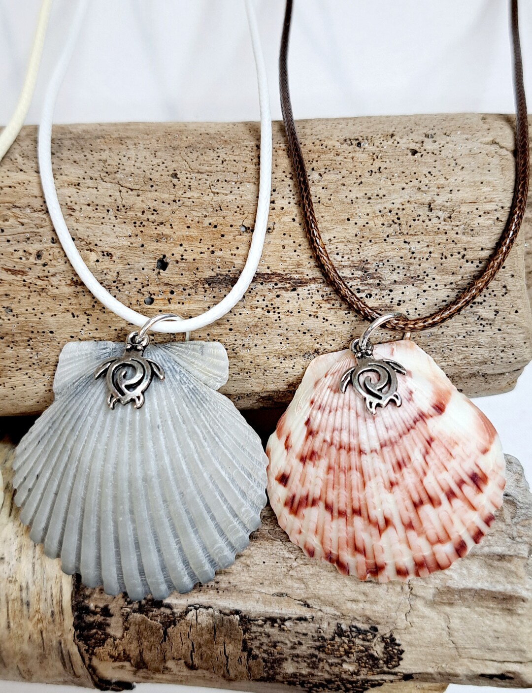 Real SEASHELL NECKLACE Scallop Adjustable Cord Beachy Gift, Beach ...