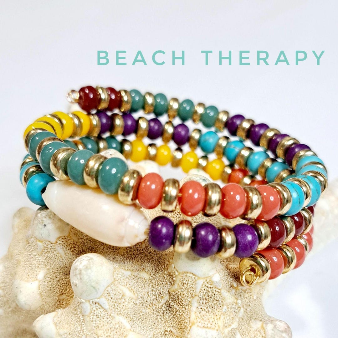 Dainty Boho Beach Bracelet Chakra Beaded Beach Shell Wrap Bracelet ...