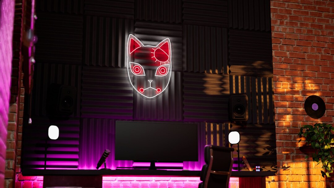 Anime LED Neon Sign, Demon Fox Mask, Wall Hangings, Night Light, Kids ...