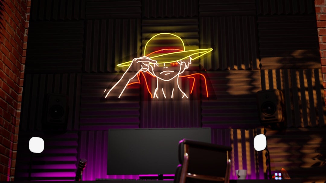 Anime Character LED Neon Sign: Pirate Straw Hat, Kids Night Light - Etsy