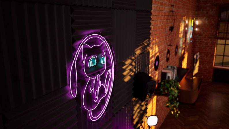 Cute Kawaii Mew, Psychic LED Neon Sign, Wall Hangings, Kids Room ...