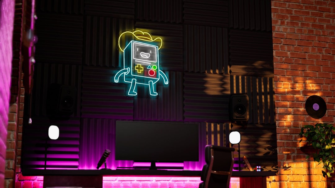 Cute Kawaii Sheriff BMO LED Neon Sign, Wall Hangings, Kids Room ...