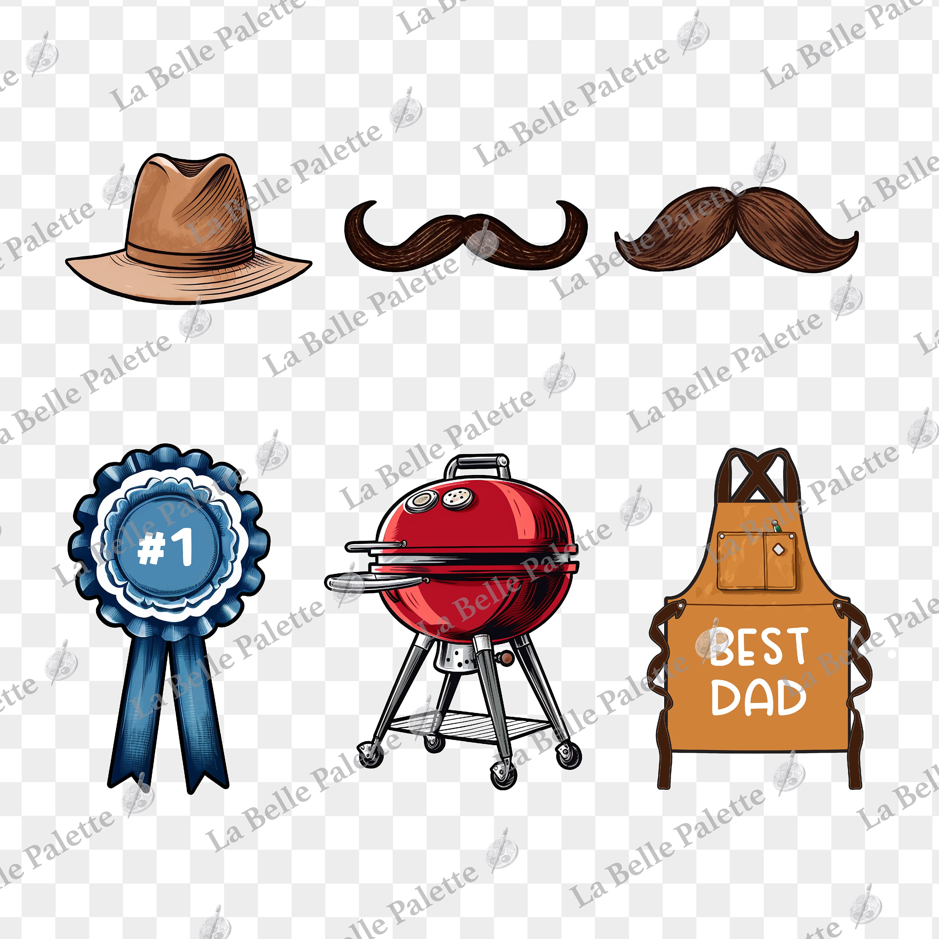 Father's Day Clipart - PNG - Mustache - Barbecue - Dad - #1 - Daddy ...