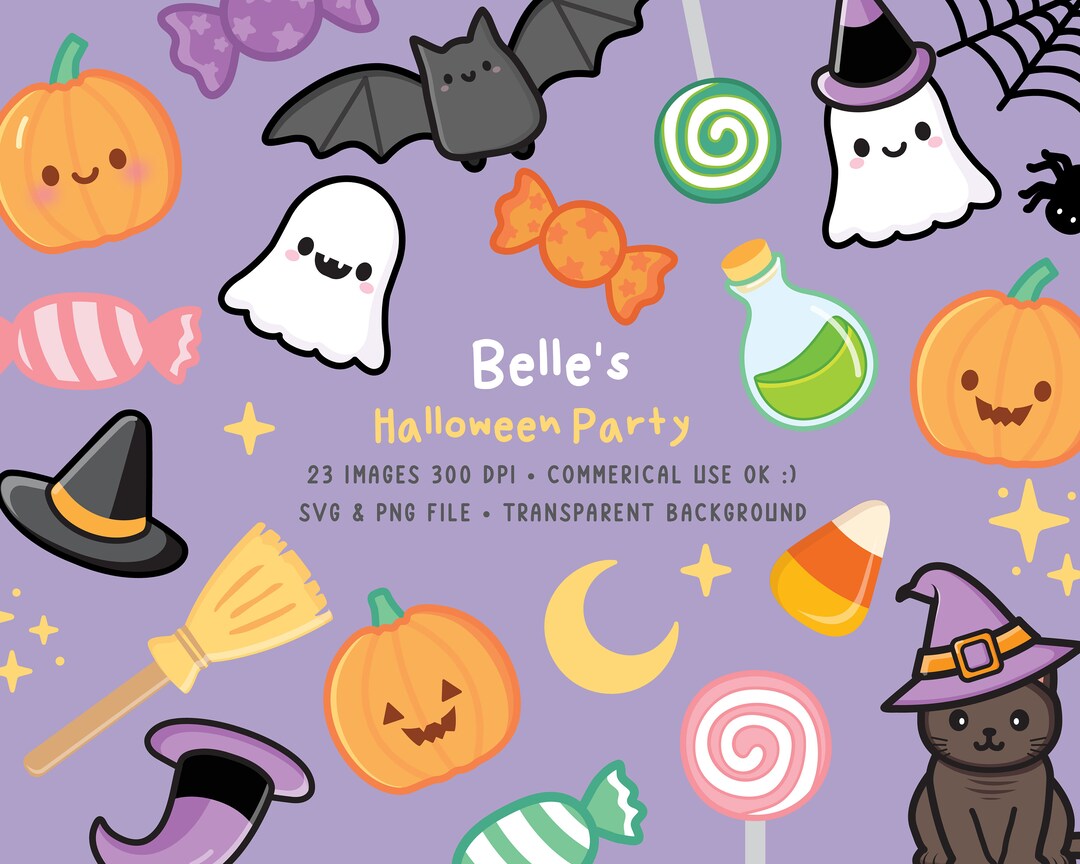 Cute Halloween Clipart - Spooky, Kawaii, Candy, Potion, PNG, SVG ...