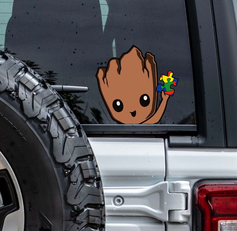Groot Autism Awareness Peeker Vinyl Sticker Great for Parties, Car ...