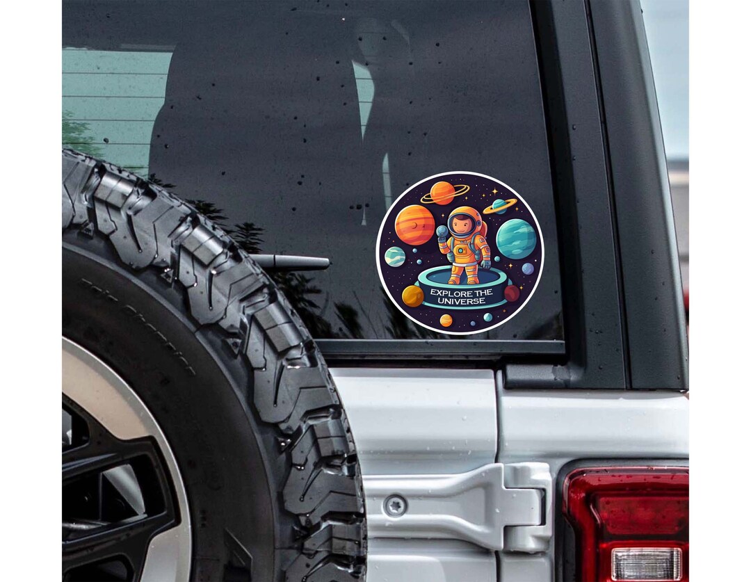 Astronaut Boy in Space With Planets Vinyl Sticker Great for Parties ...
