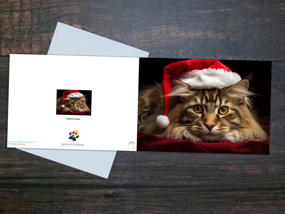 MAINE COON CHRISTMAS Card Blank Card Glossy Card Gift for - Etsy
