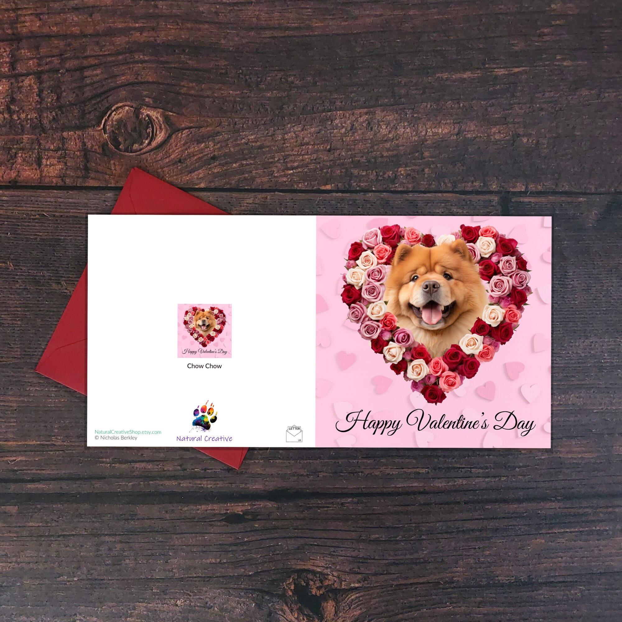 CHOW CHOW VALENTINE Card, Chow Chow & Roses, Valentine's Day, Blank ...