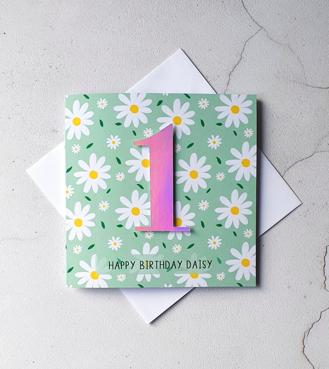 Personalised 1st Birthday Card, Daisy Print, Daisy Card, Daughter Card ...