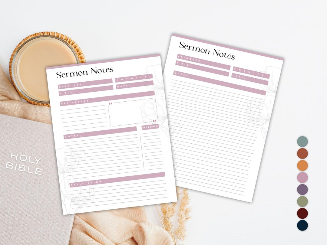 Printable Sermon Notes: Faith Planner Insert (PDF) - Etsy
