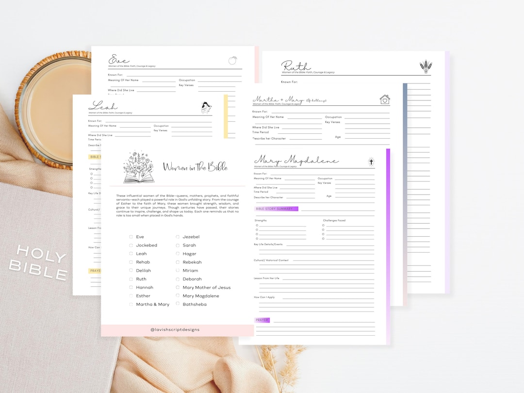 Women of the Bible Study Printable: Character Study Guide (PDF) - Etsy