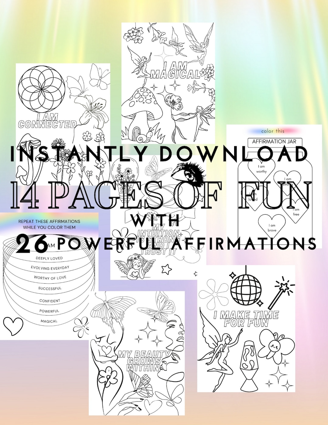 Printable Coloring Affirmation Color Pages - Etsy