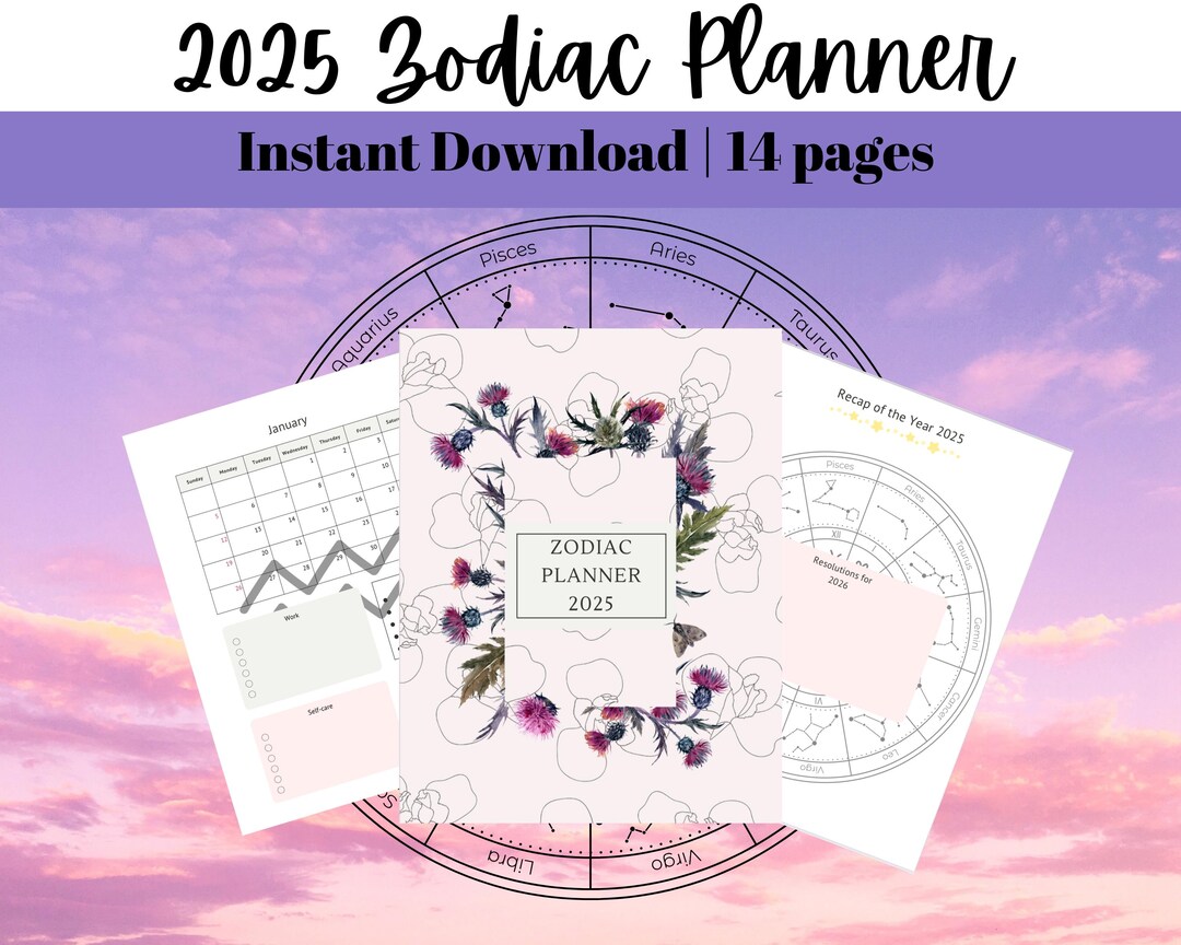 Zodiac Planner Printable, 2025 Planner, Planner Download, Zodiac Sign ...