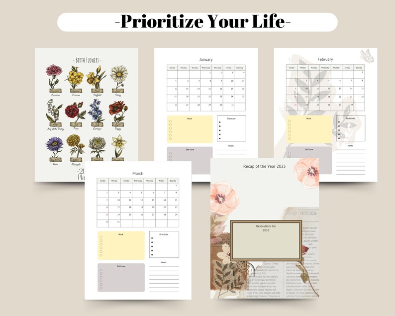 Vintage Goth Flower Planner Printable, 2025 Planner, Planner Download ...
