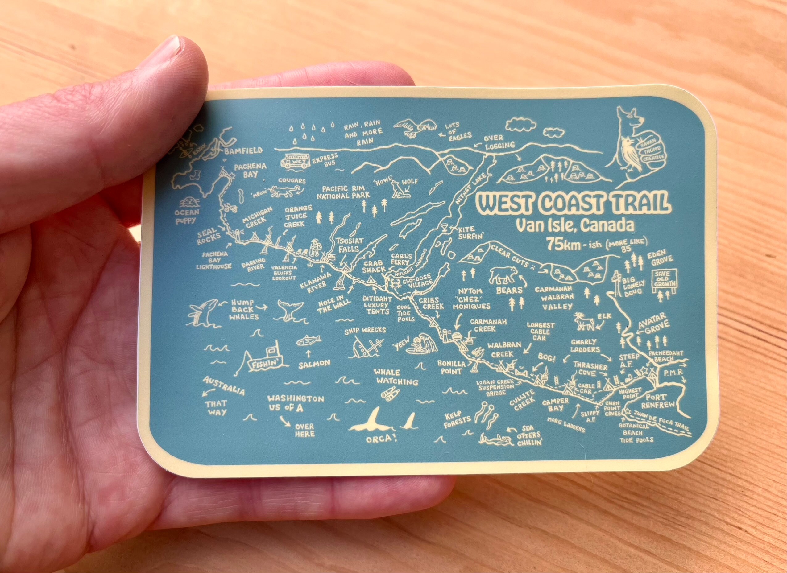 The West Coast Trail Map - Hiking Sticker - Pacific Northwest Keepsake ...