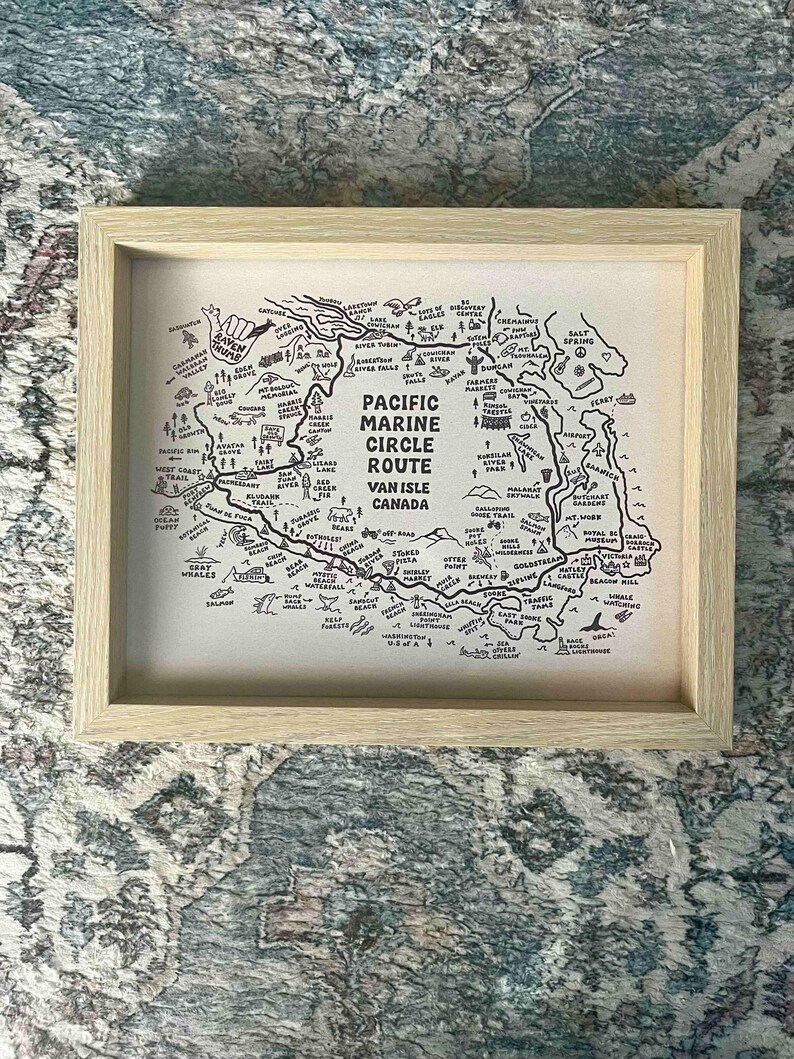 Pacific Marine Circle Route Map – Hand Drawn PNW Art Print (8x10'') - Etsy
